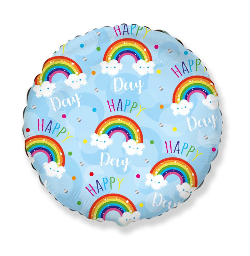 ABC18 Folienballon "Happy Day" Rainbow | Ø 45 cm Blau — feiermeier